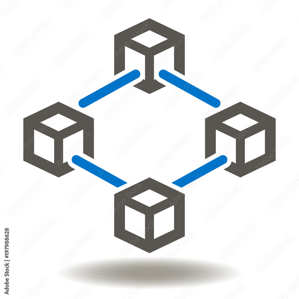 Blockchain Stucture Icon Vector. Flow Chart Block Chain Illustration ...