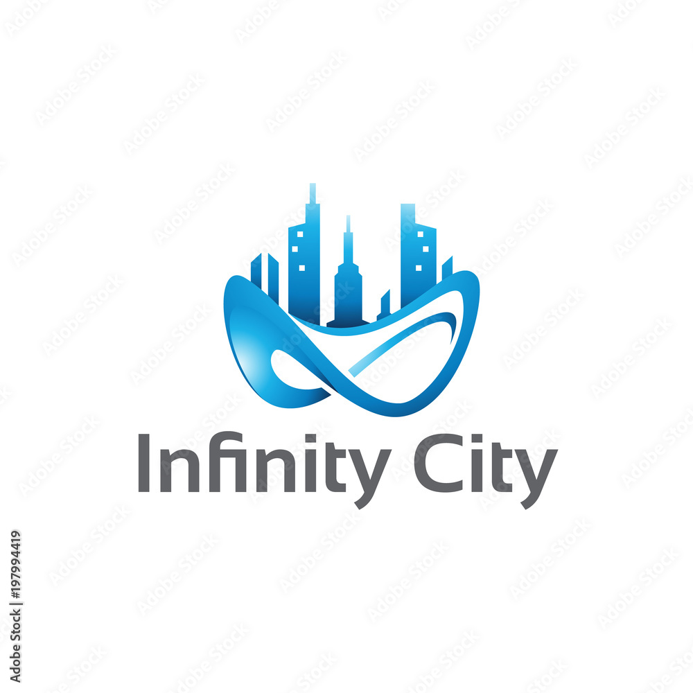 3d infinity city ,logo tempate, building, infinity, city, logo, icon ...