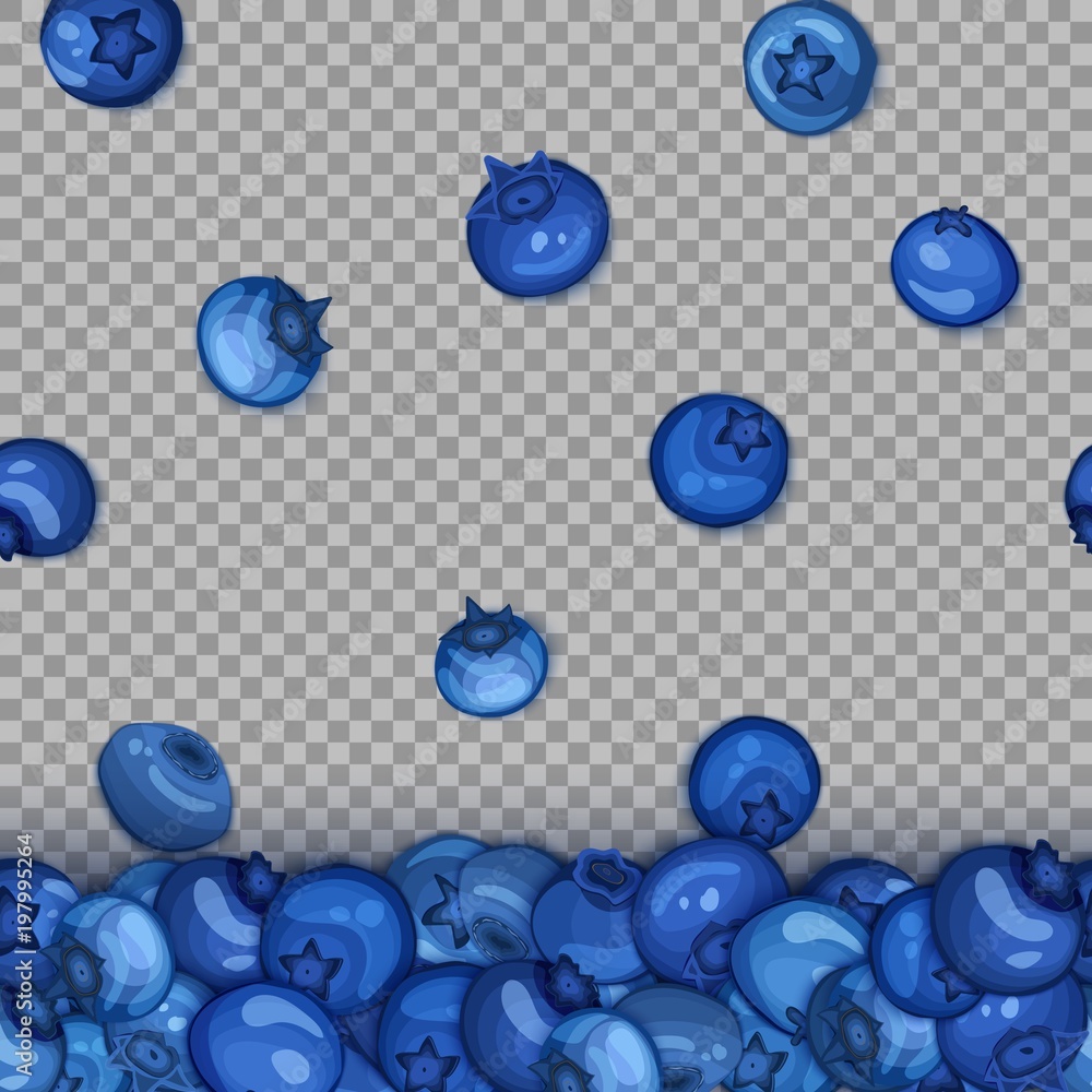 Ripe blueberry falling fruit horizontal seamless borders. Vector ...