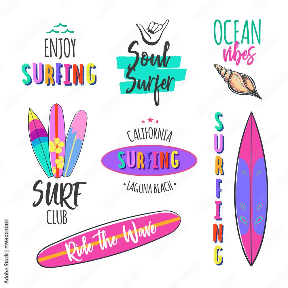 Vector Surfer logo templates, badges, banners, emblem and elements for ...