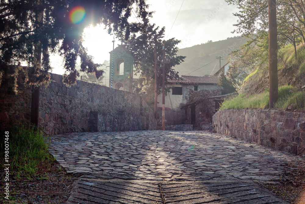 An old village in the mountains of Cyprus, Lazanias, a view of a ...