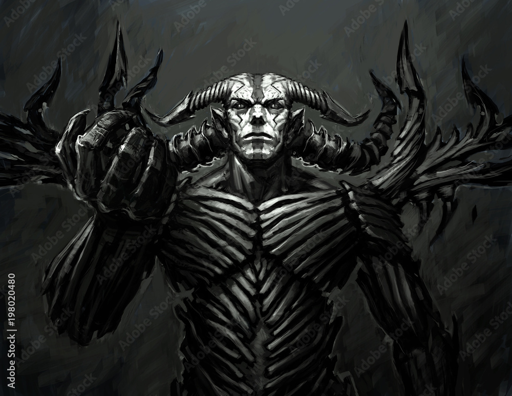 Illustration of a demon. Master of hell. Image for a book, a site and a ...