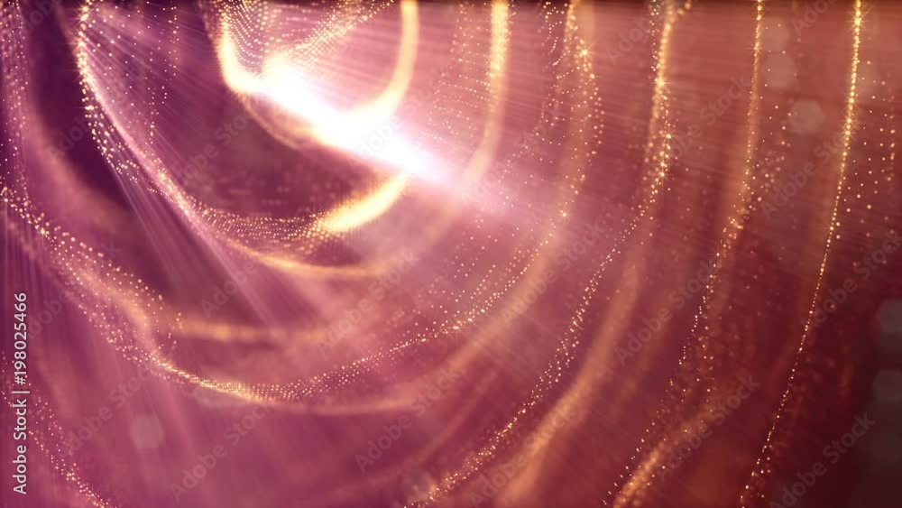 3d loop particles animation with depth of field, bokeh and light rays for interesting background ...