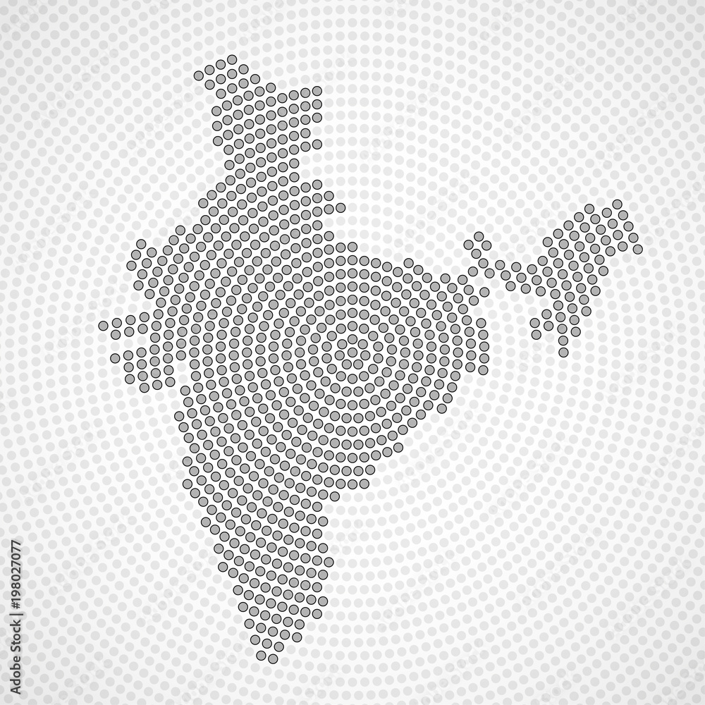 Abstract India map of radial dots, halftone concept. Vector Stock ...