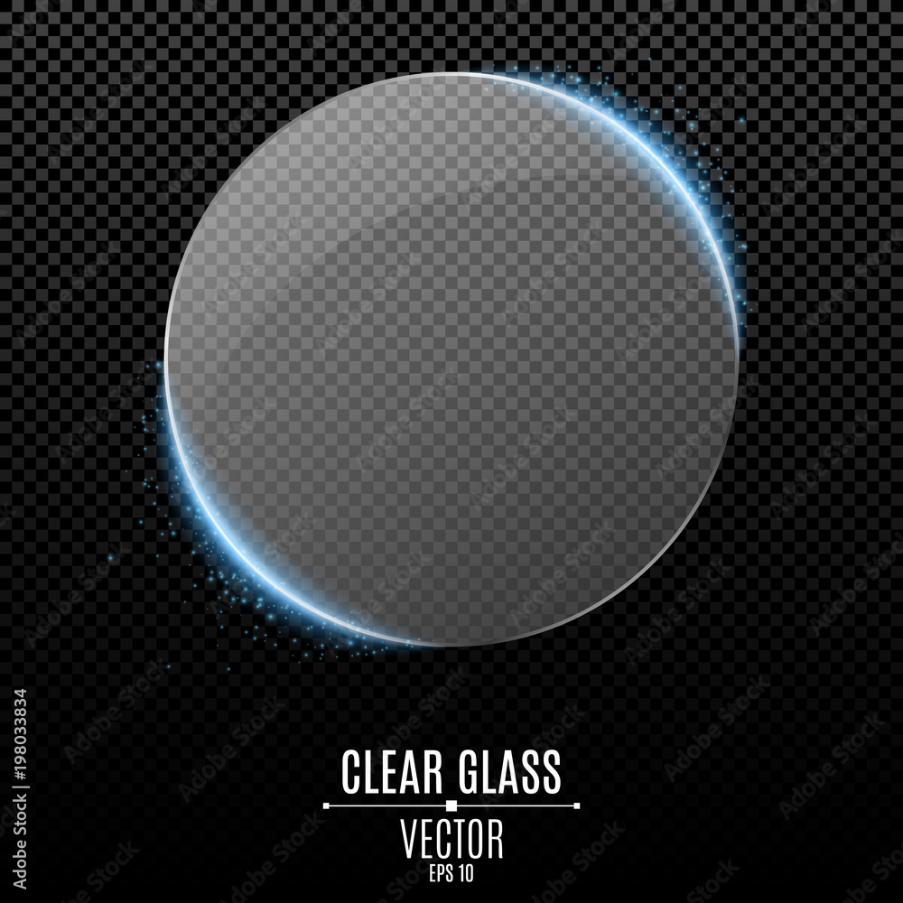 Transparent glass banner with blue backlight and glowing lights. Neon ...