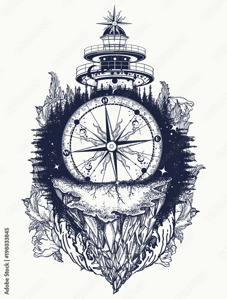 Antique Compass Tattoo Designs