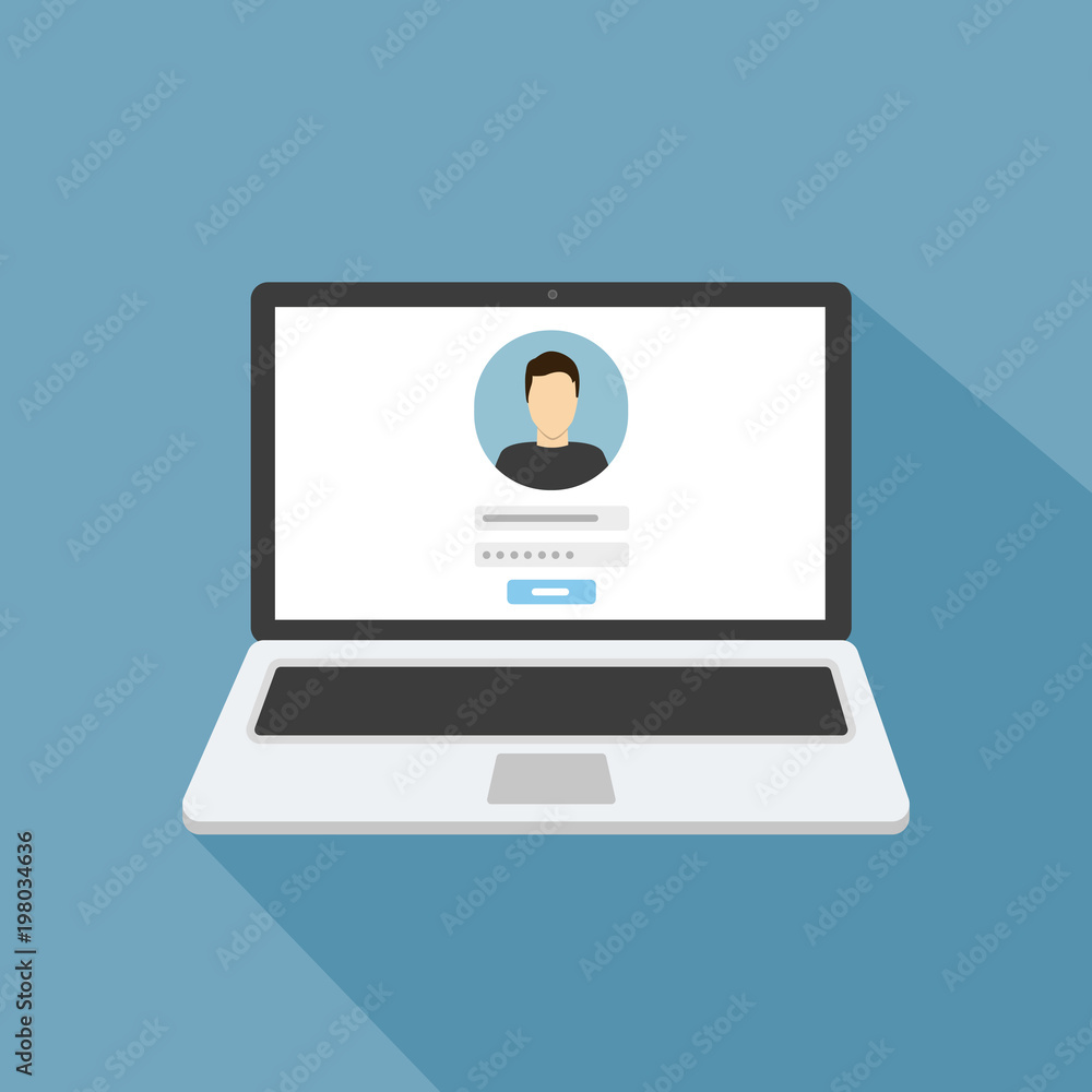 Laptop with login form flat icon Stock Vector | Adobe Stock