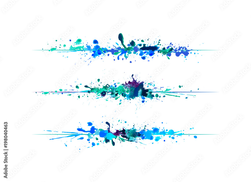 Page dividers of blue watercolor splash paint. Vector Stock Vector ...