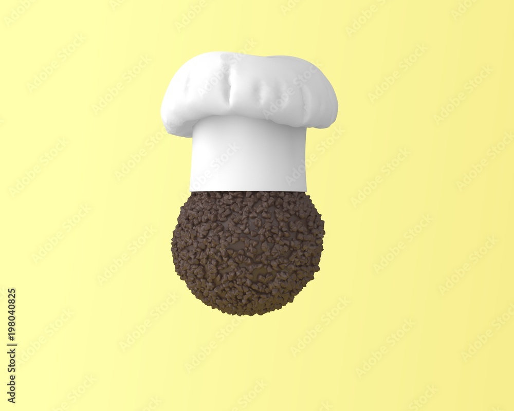 Chef hat with chocolate chips concept on pastel yellow background ...