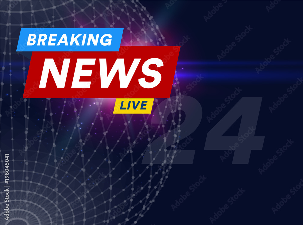 Announcement, message line with a message, world latest news on the air ...