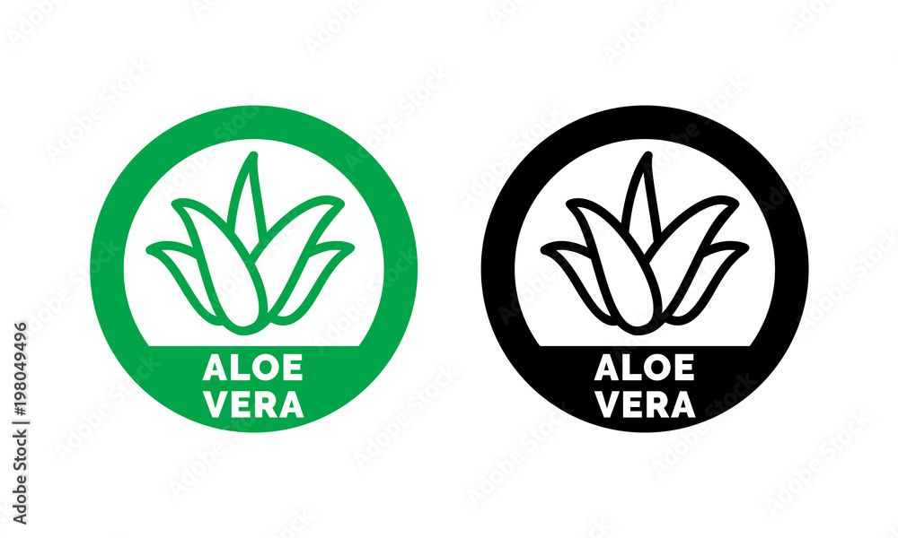 Aloe Vera green leaf label for natural organic product package ...