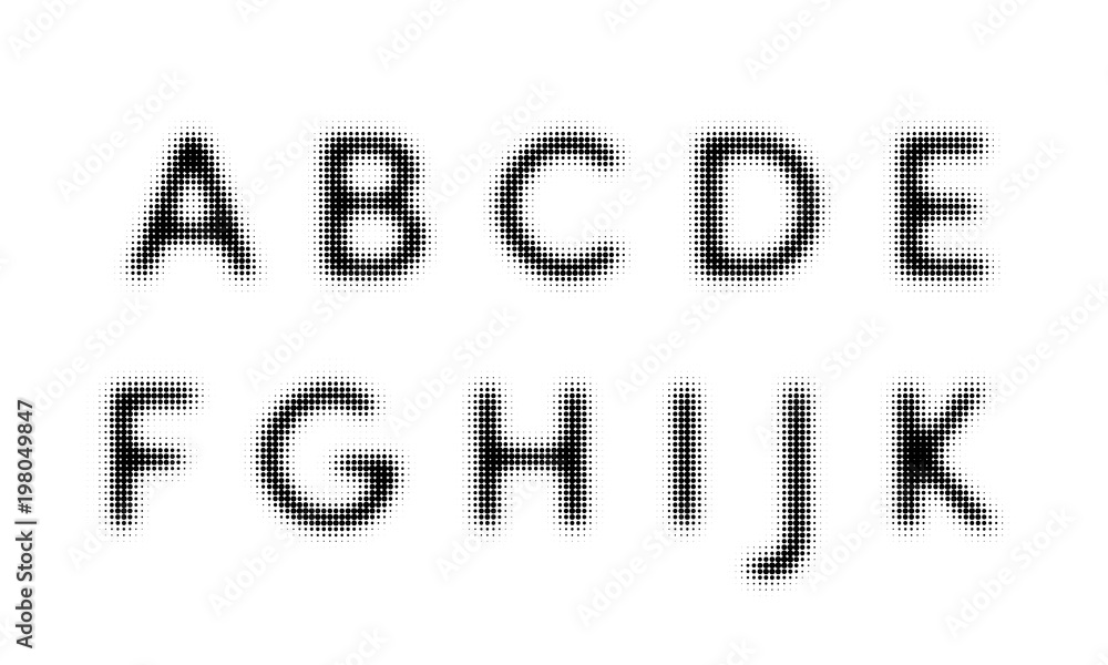 Halftone alphabet font vector dot letters Stock Vector | Adobe Stock