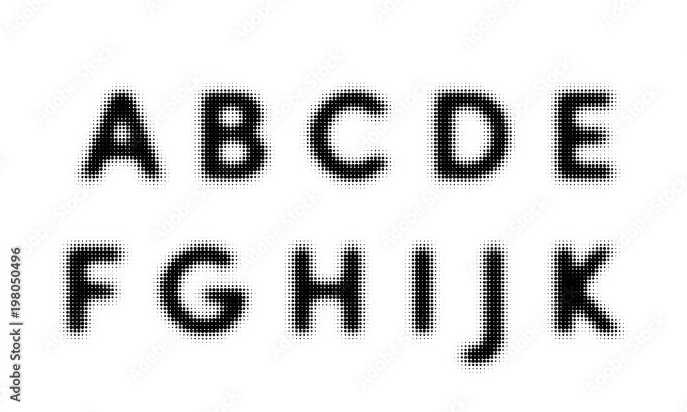 Halftone alphabet font vector dot letters Stock Vector | Adobe Stock