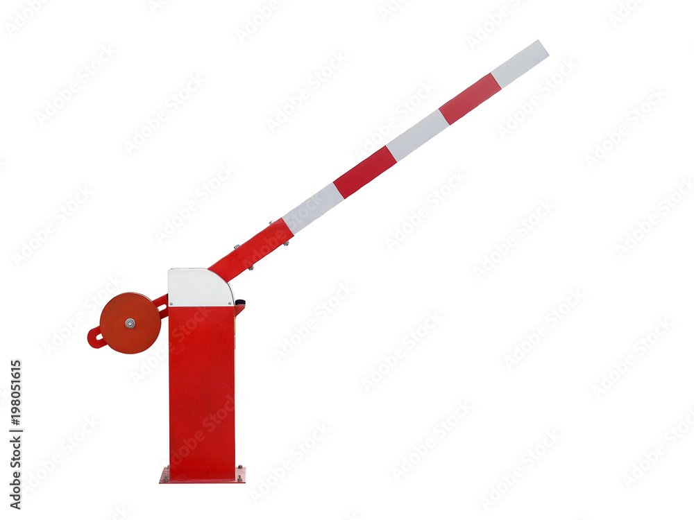 entry access barrier isolated on white, open manual control security ...