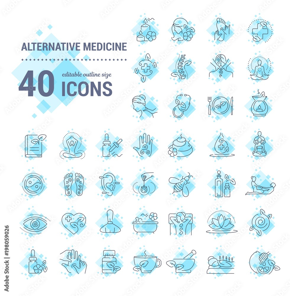 Vector graphic set. Editable outline stroke size. Icons in flat ...