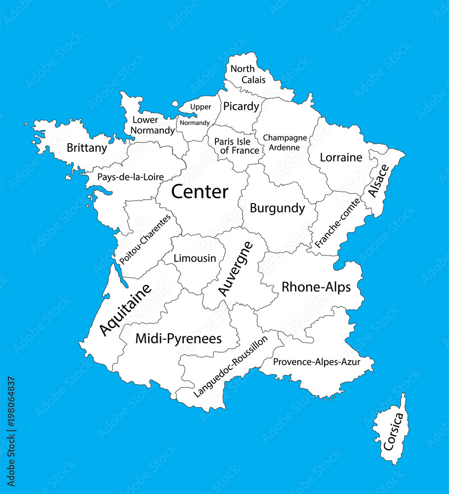 Editable blank vector map of France. Vector map of France isolated on ...