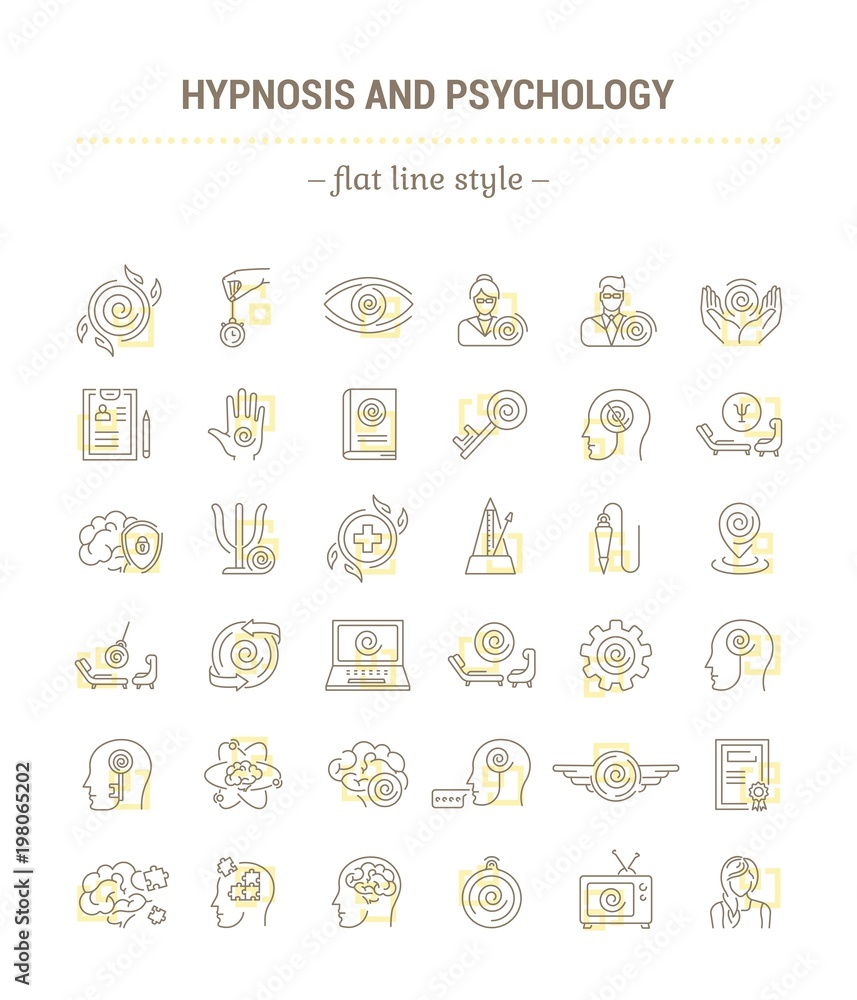 Vector graphic set.Icons in flat, contour,thin, minimal and linear ...