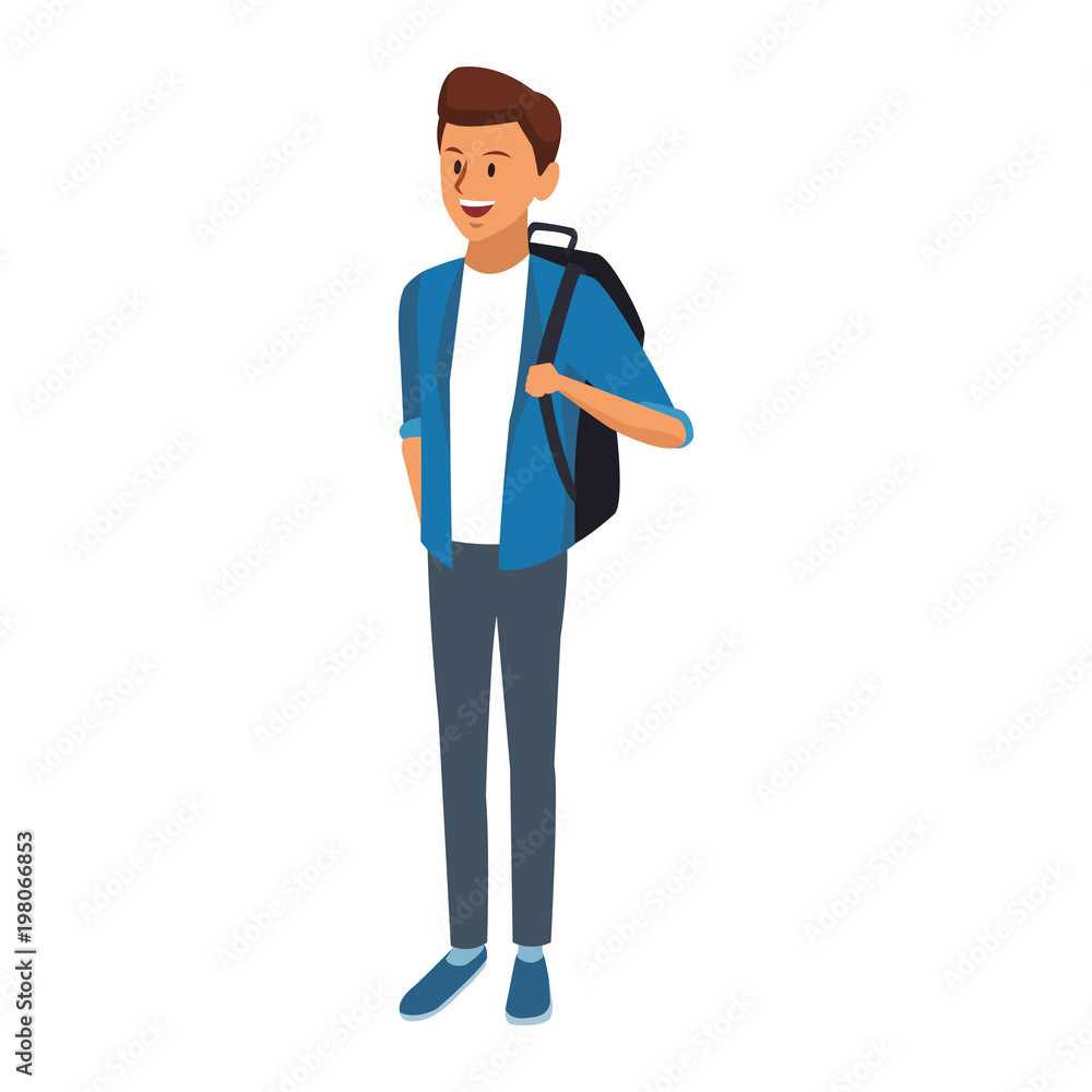 Young male student cartoon vector illustration graphic design Stock ...