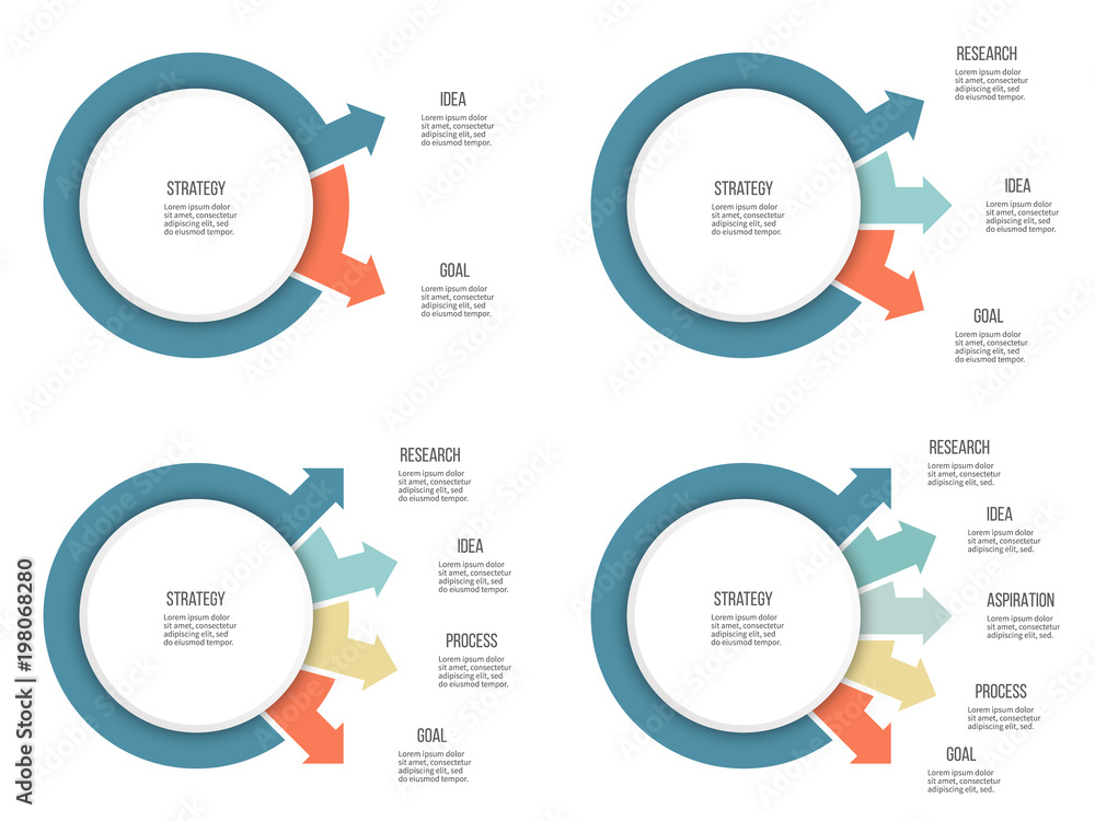 Business infographics. Organization chart with 2, 3, 4, 5 options ...