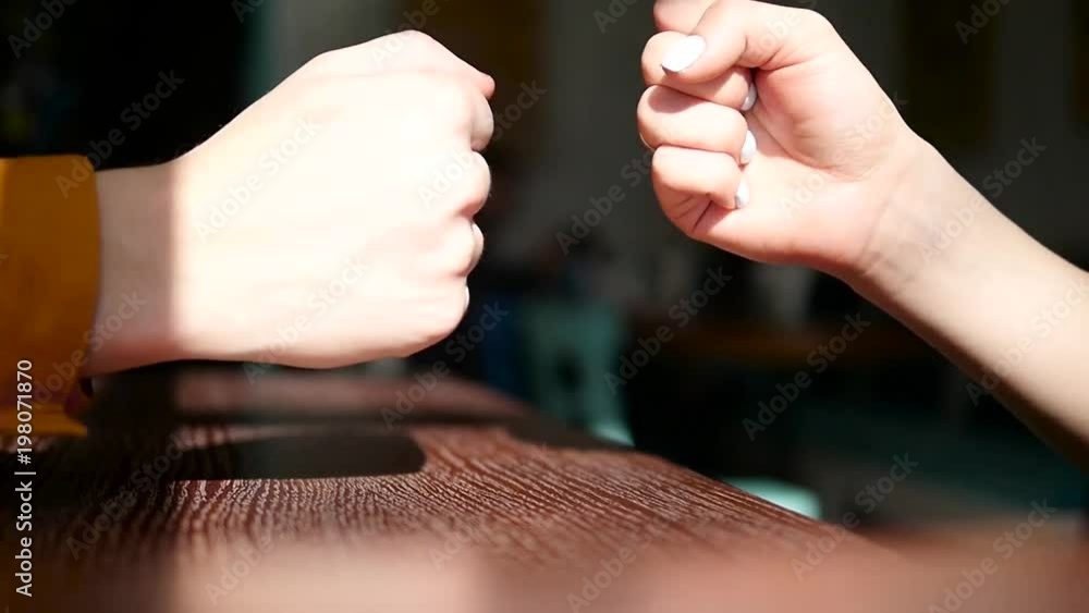 Video „Rock paper scissors hand game. Two hands top aerial view. Tiled ...