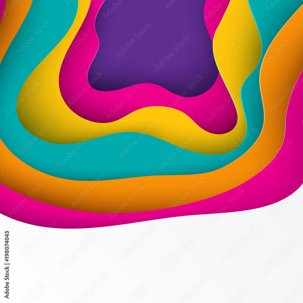 Paper art 3D abstract background with origami shapes. Paper waves ...