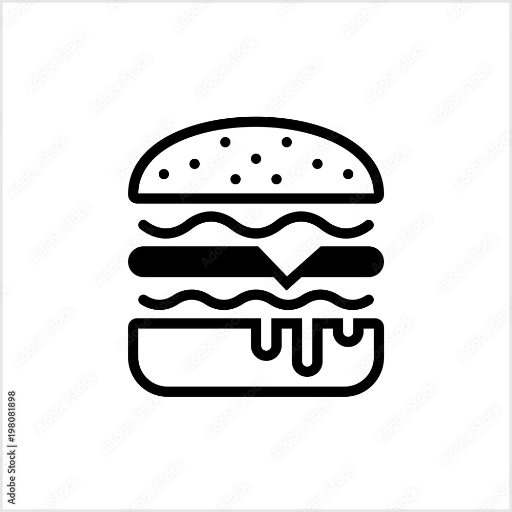 Burger Icon, Fast Food Burger Stock Vector | Adobe Stock