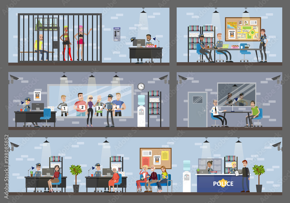 Police station interior. Stock Vector | Adobe Stock