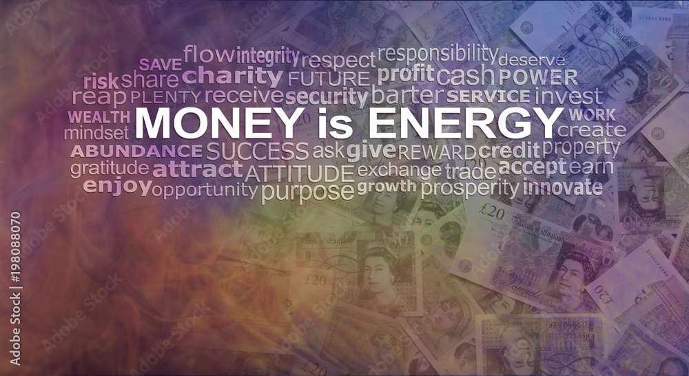 Money IS energy Word Cloud - a green blue orange red flowing energy ...