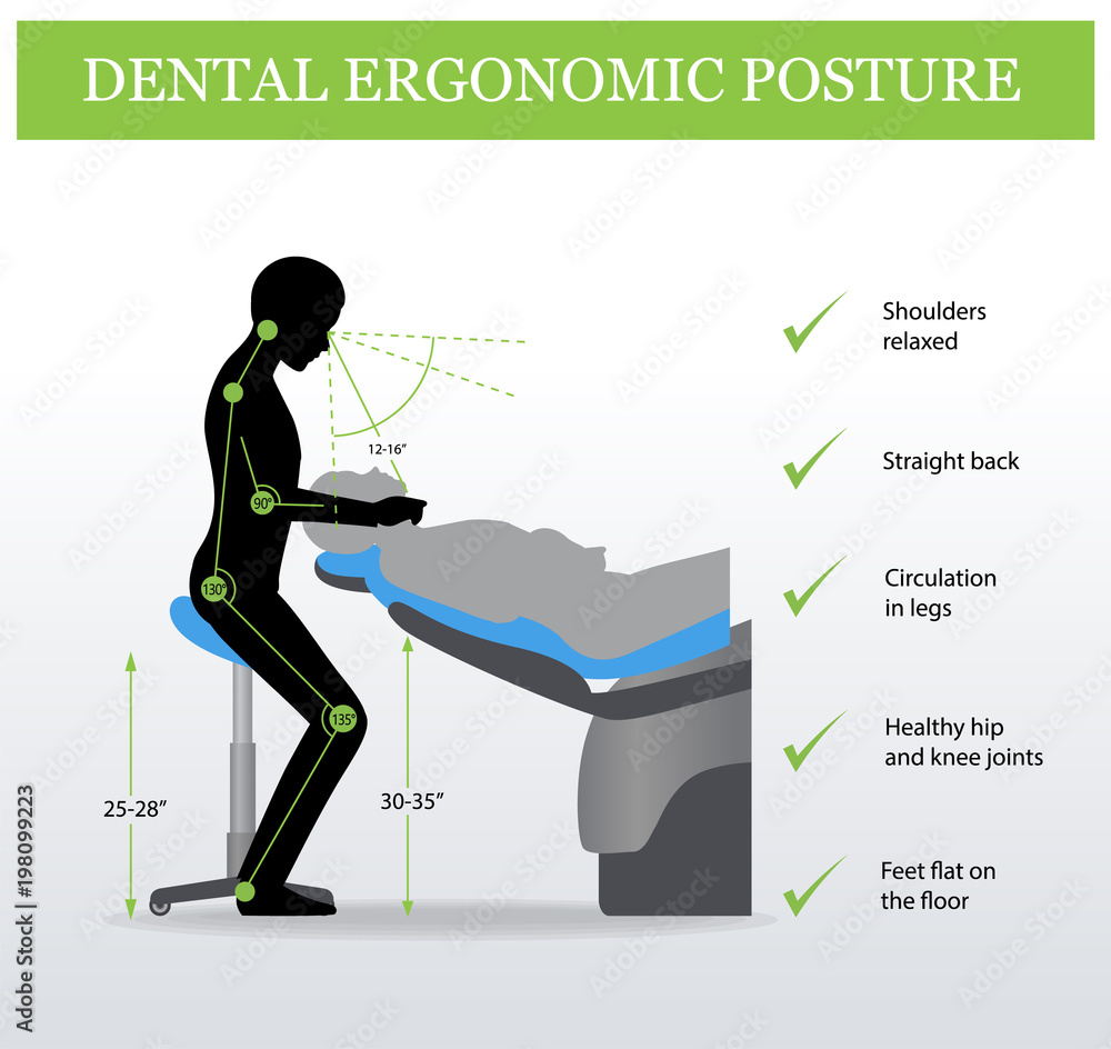 Ergonomics in Dentistry. Correct posture Stock Vector | Adobe Stock