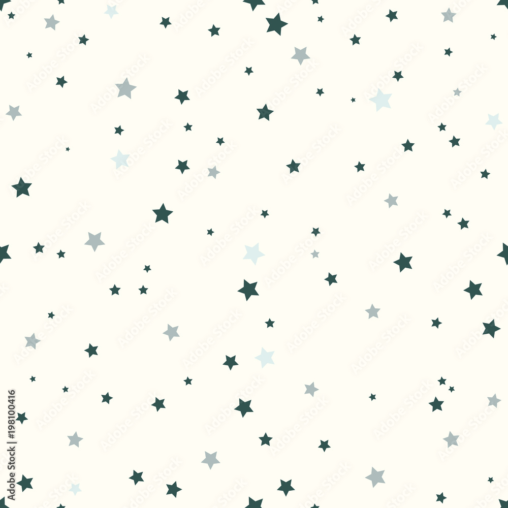Star seamless pattern. White and grey retro background. Chaotic ...