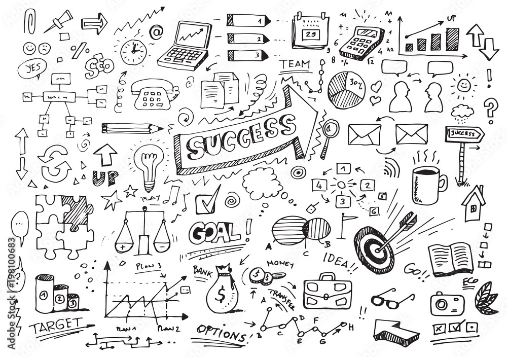 Hand drawn success doodles Stock Vector | Adobe Stock