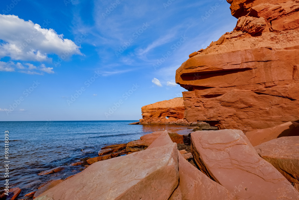Erosion of the cliffs along the red cliffs of North Rustico and Green ...