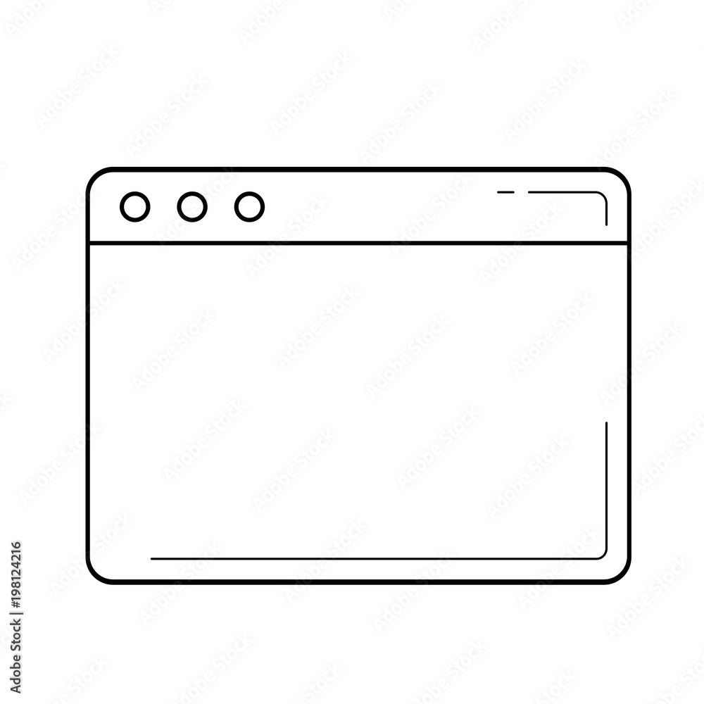 Browser window vector line icon isolated on white background. Web ...