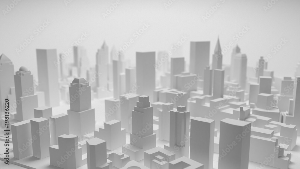 3d city panorama isolated on white background. 3d rendering. Stock ...
