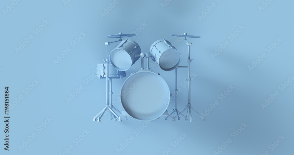 Blue Drum Kit 3d illustration Stock Illustration | Adobe Stock