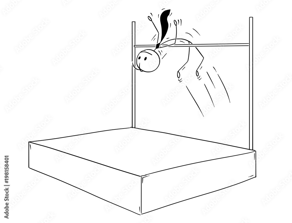 Cartoon stick man drawing conceptual illustration of businessman doing ...