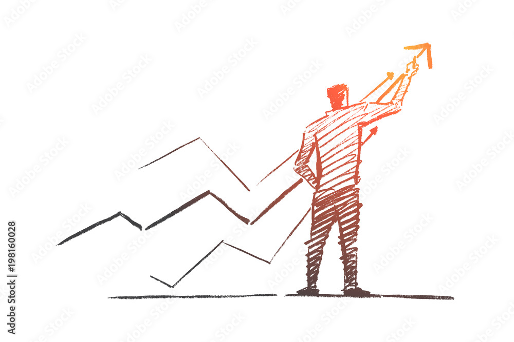 Vector hand drawn business analysis sketch and success concept ...