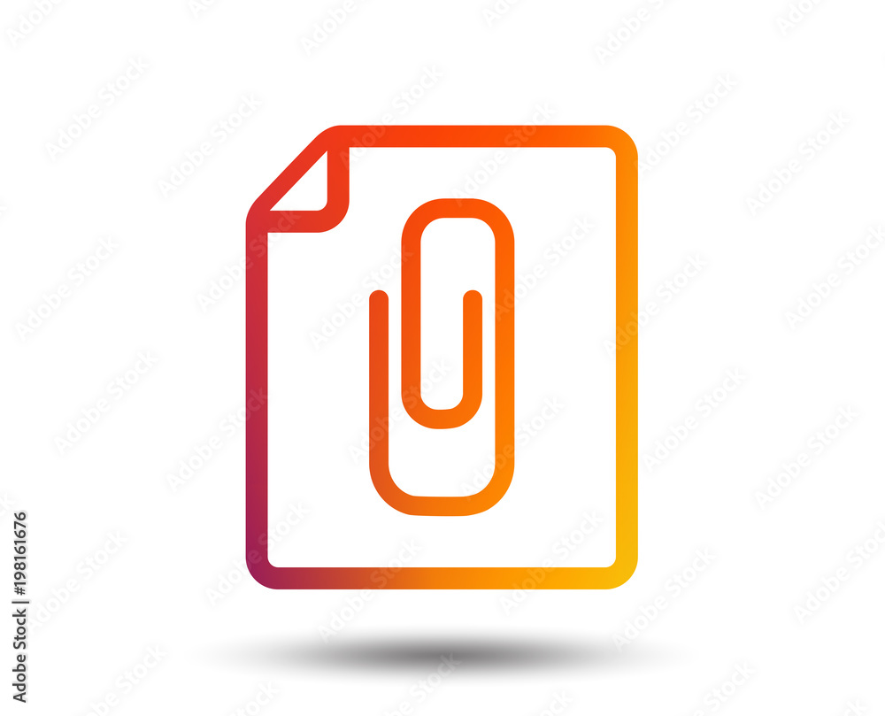 File annex icon. Paper clip symbol. Attach symbol. Blurred gradient ...