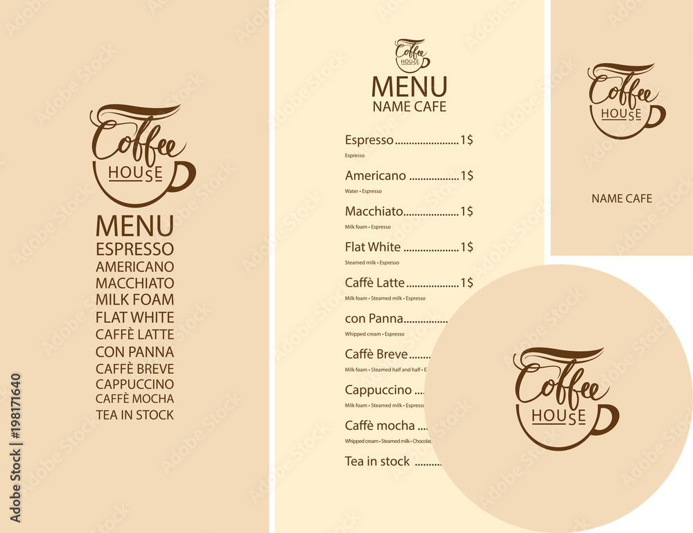 Vector set of design elements for coffee house. Corporate identity for ...
