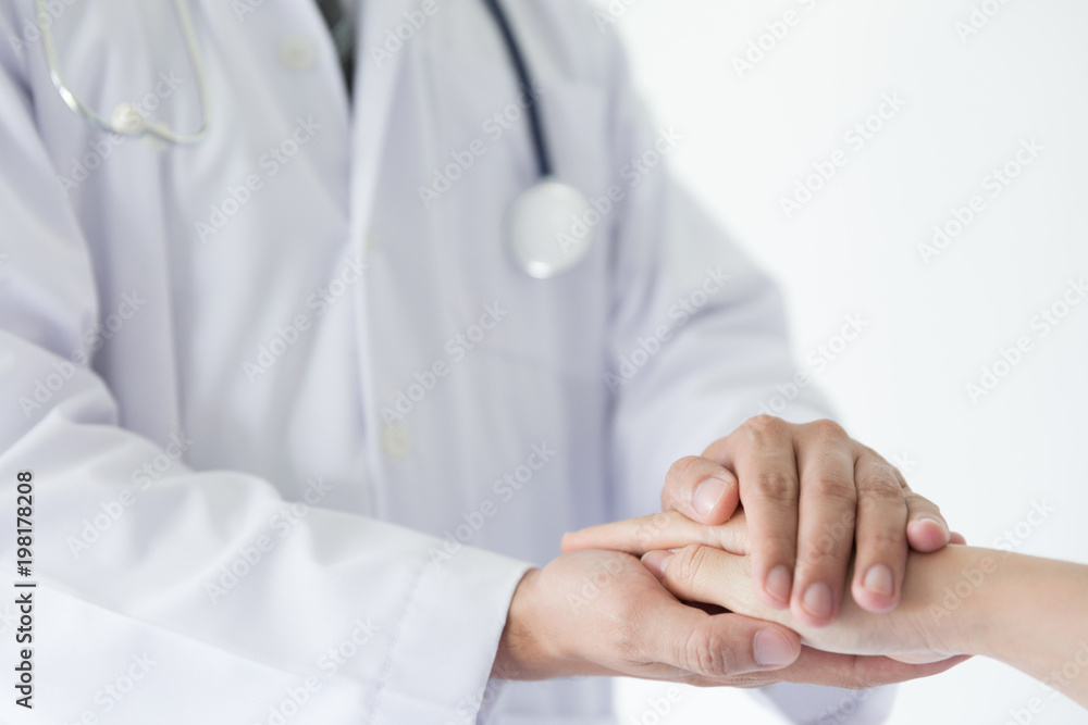 Hand of doctor reassuring her female patient, doctor patient care ...