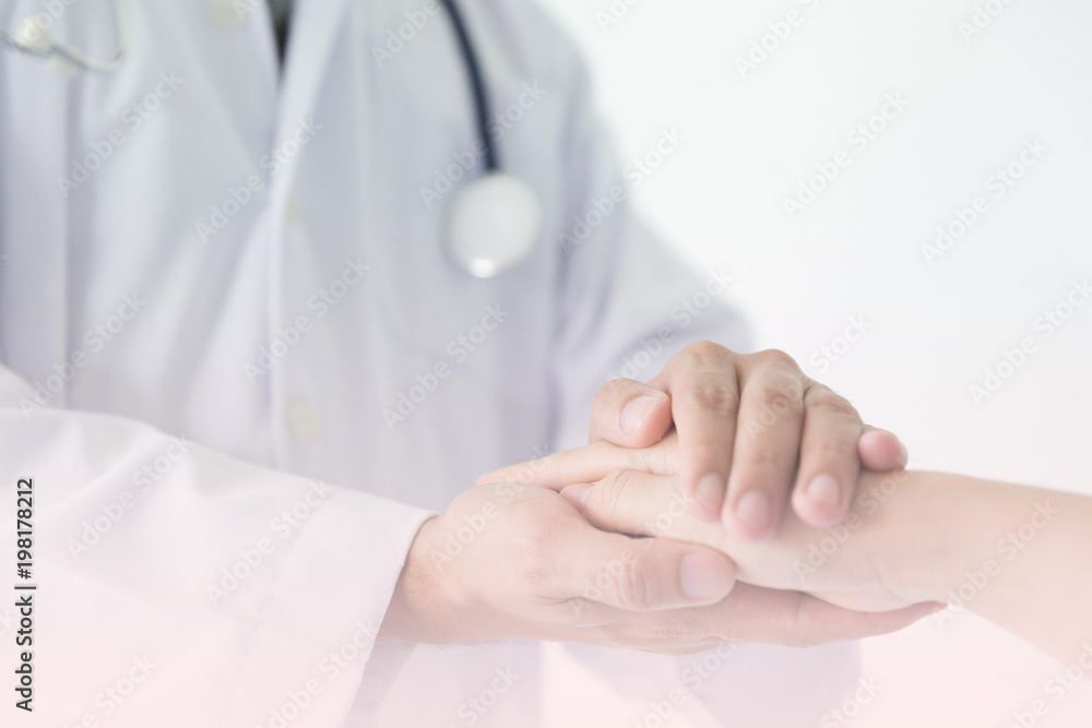 Hand of doctor reassuring her female patient, doctor patient care ...
