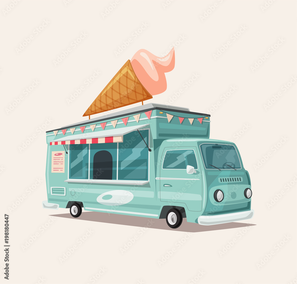 Retro Street Food Vintage Ice Cream Cartoon Vector Stock, 47% OFF