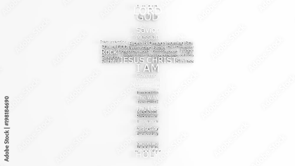 Biblical Names of JESUS CHRIST Form the Shape of the Cross Stock Video ...