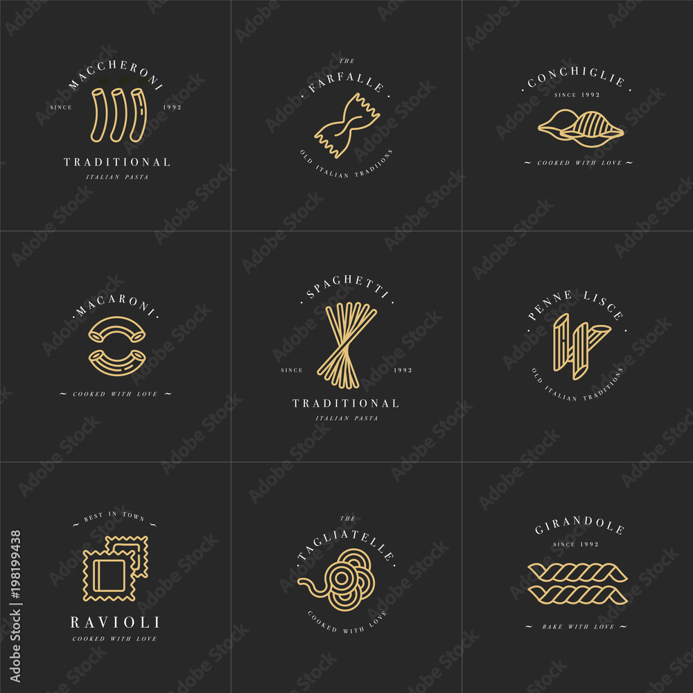 Vector set of logo design templates and emblems or badges. Italian ...