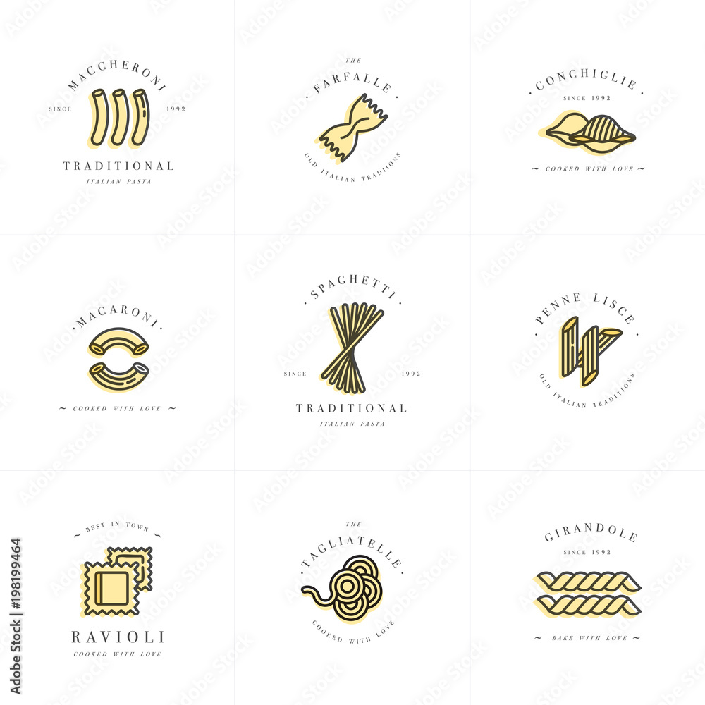 Vector set of logo design templates and emblems or badges. Italian ...