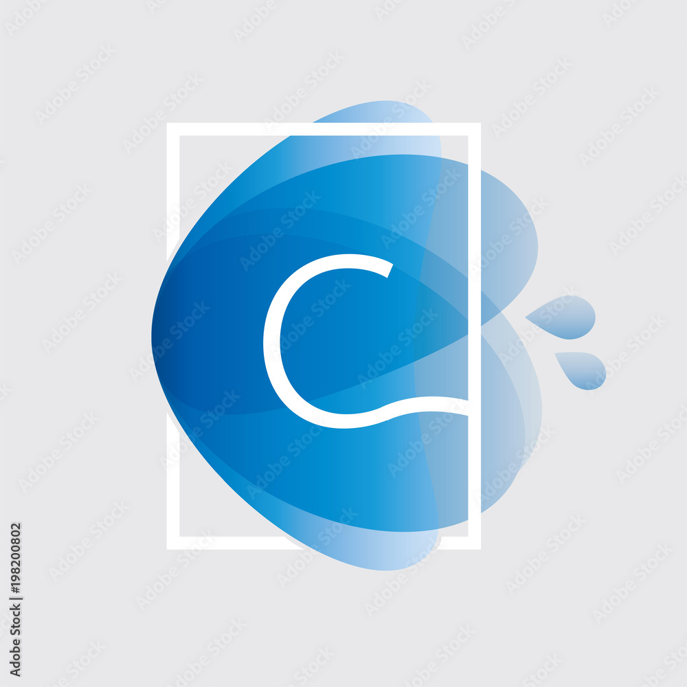 Initial Letter Blue Water Splash Background Design Elements. Stock ...