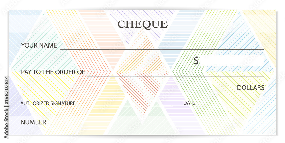 Check (cheque), Chequebook template. Guilloche pattern with abstract ...