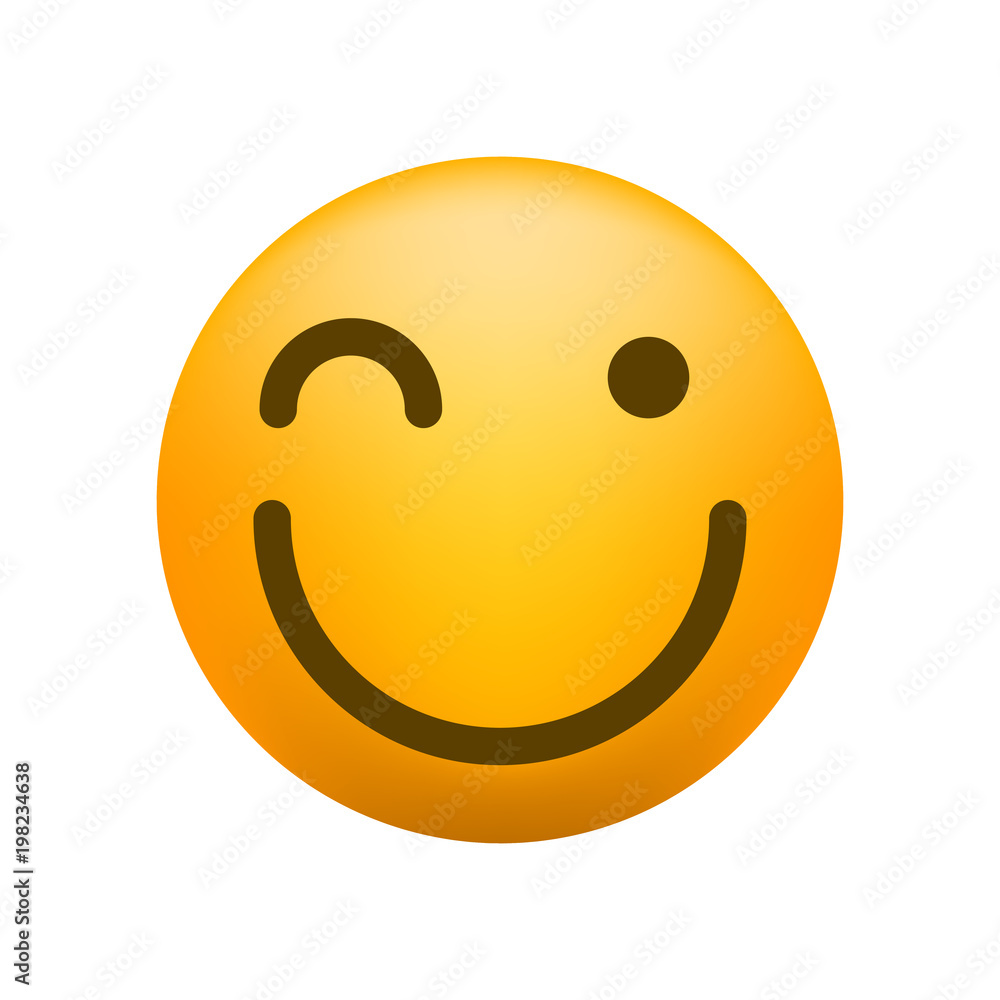 Cute Wink Emoticon on White Background . Isolated Vector Illustration ...