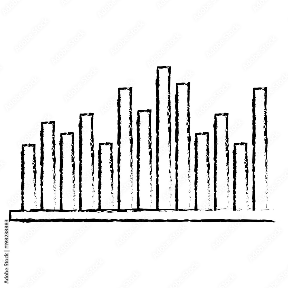 statistics business bar graph diagram image vector illustration sketch ...