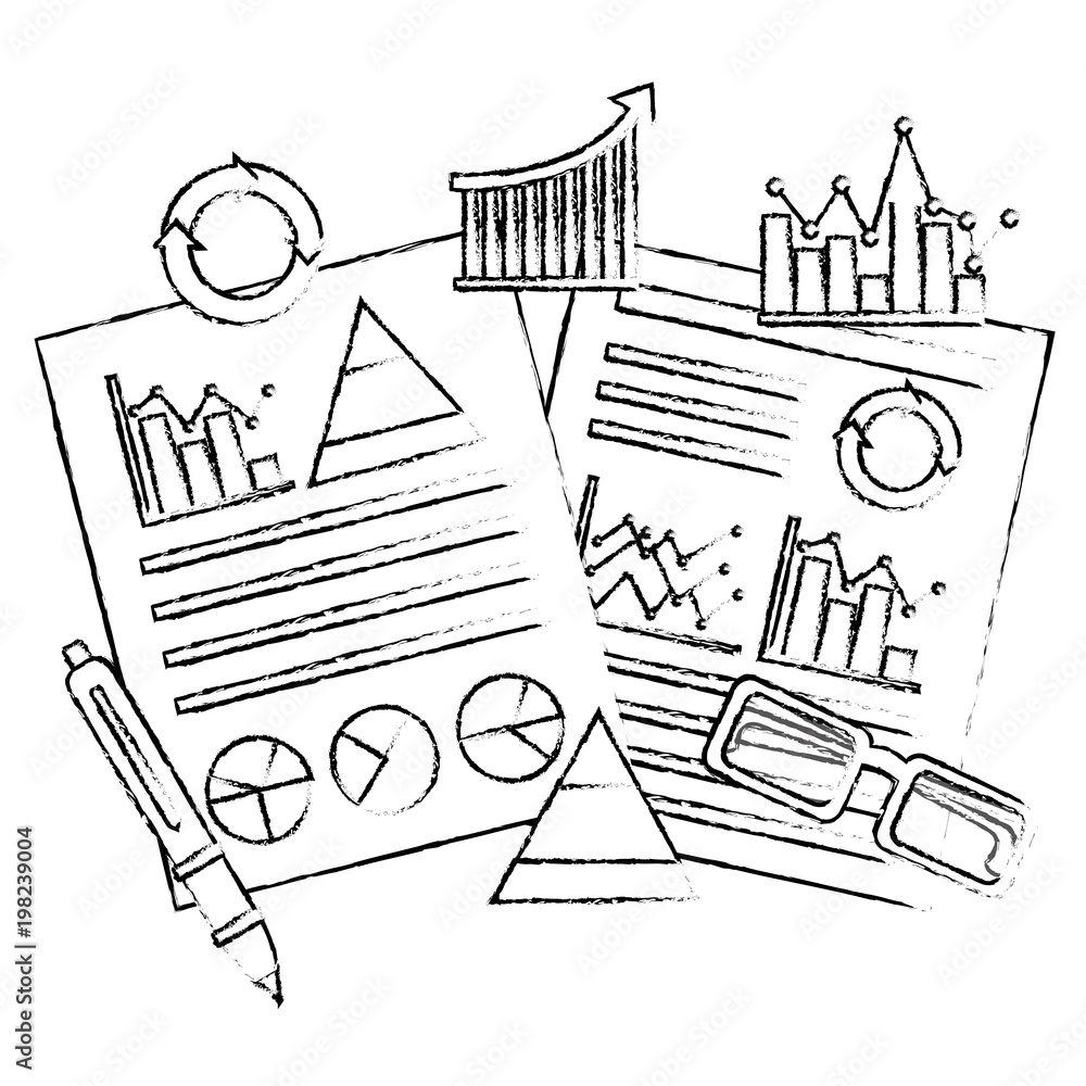business documents report presentation statistics graphs pen and ...